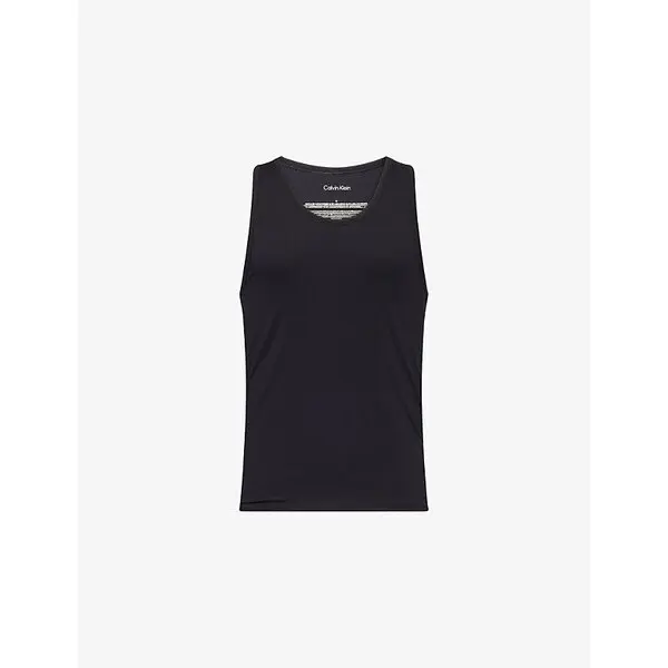 Calvin Klein Lounge Regular-fit Pack Of Three Cotton-jersey Tank Tops - Black Black Black