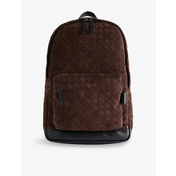 Bottega Veneta Intrecciato Suede Backpack - Fondant/black-silver