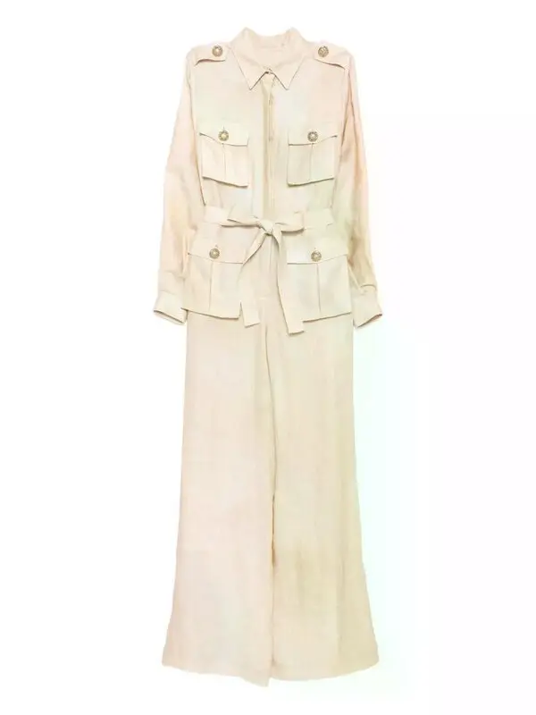 Elie Saab Printed Linen Jumpsuit - Neutrals