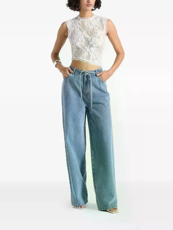 Manière De Voir Maniere De Voir Eugenie Lace Asymmetrical High Neck Sleeveless Top - White