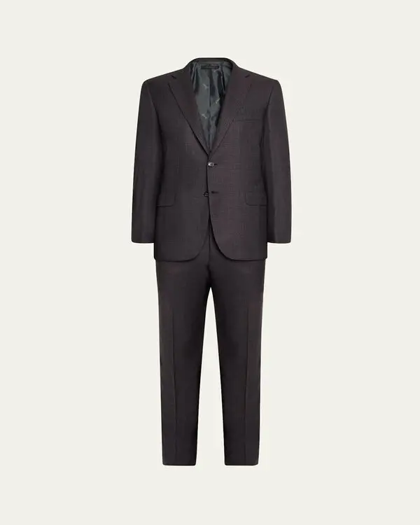 Brioni Prince Of Wales Wool Classic Fit Two-piece Suit - Bordeaux