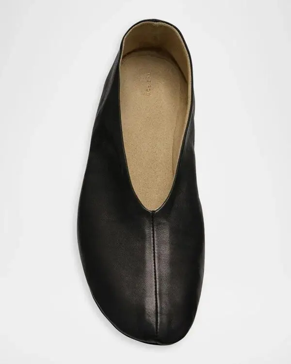 THE ROW Stella Lambskin Ballerina Slippers - Espresso