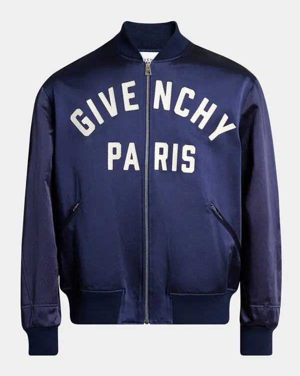 Givenchy Satin Logo Bomber Jacket - Navy