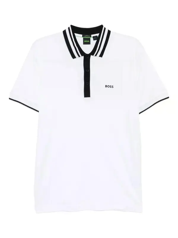 BOSS Tipped-collar Polo Shirt - White