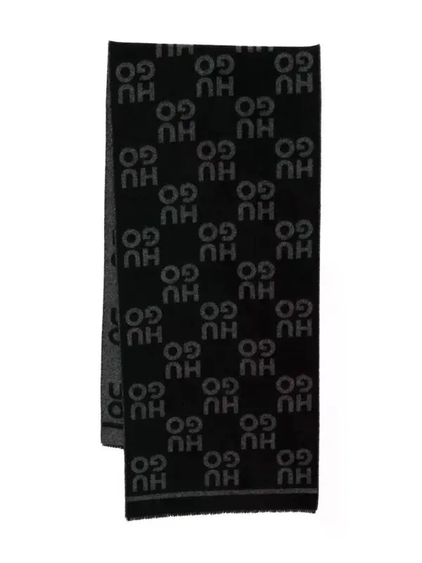 Hugo Logo-motif Scarf - Black
