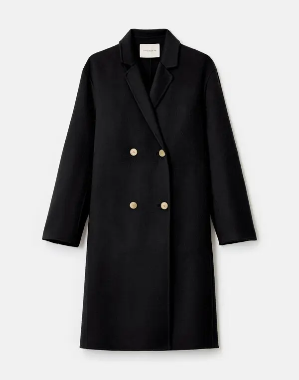 Lafayette 148 New York Wool Cashmere Double-breasted Coat - Black