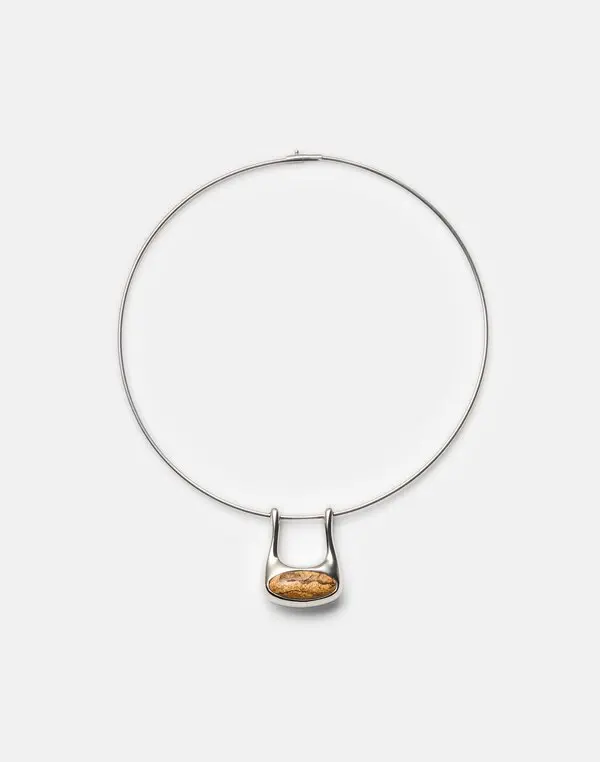 Lafayette 148 New York Jasper Sculpted Pendant Choker Necklace - Nickel Multi