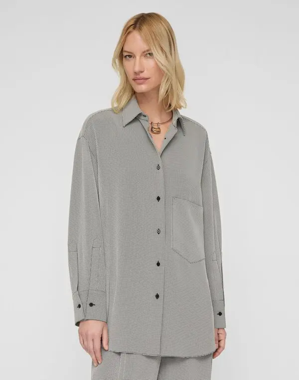 Lafayette 148 New York Houndstooth Jacquard Oversized Shirt