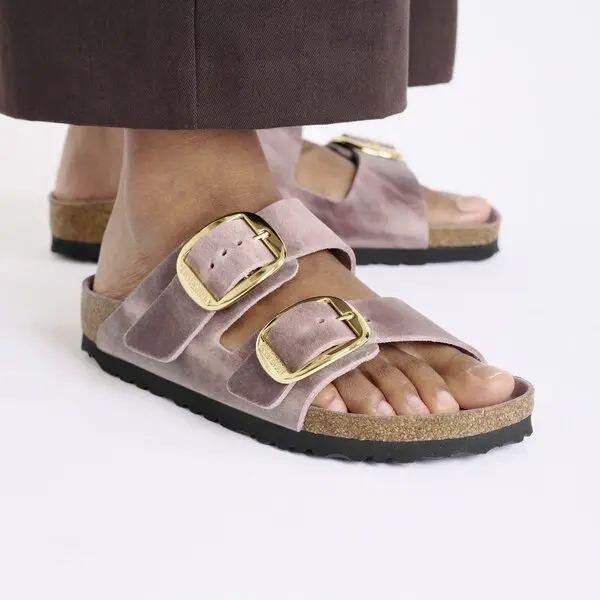 BIRKENSTOCK Arizona Big Buckle Natural Leather Oiled Sandals - Lavender