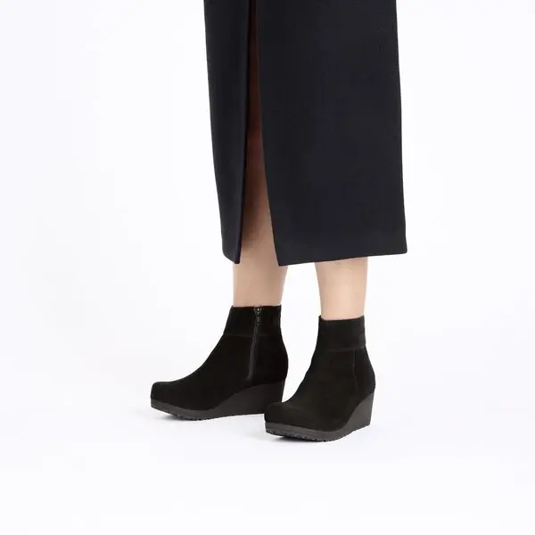 BIRKENSTOCK Ebba Suede Ankle Boots - Black/black