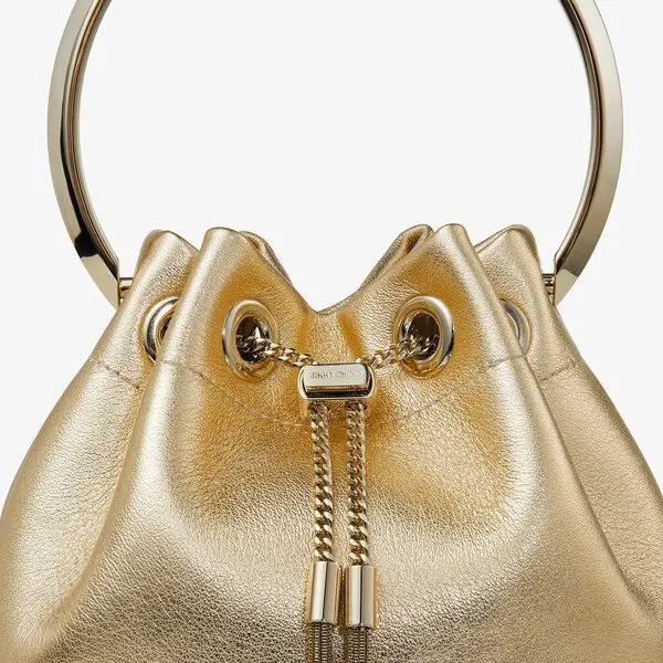 JIMMY CHOO Bon Bon Metallic Nappa Bucket Bag - Silver