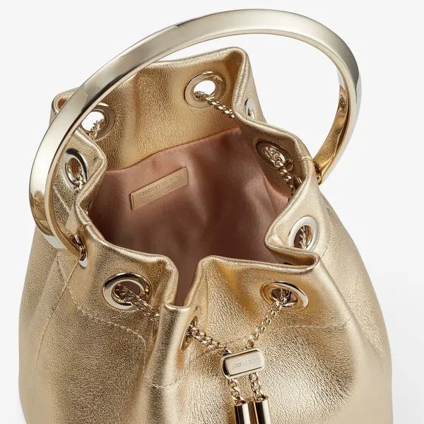 JIMMY CHOO Bon Bon Metallic Nappa Bucket Bag - Silver