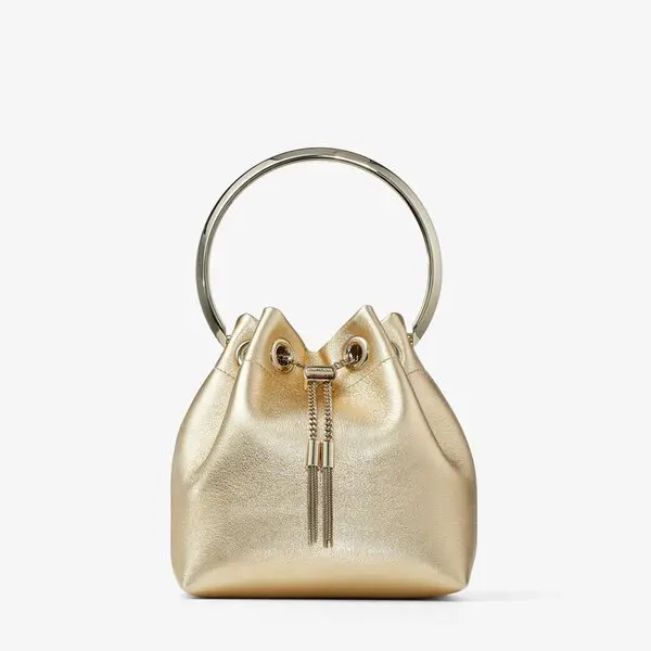 JIMMY CHOO Bon Bon Metallic Nappa Bucket Bag - Silver