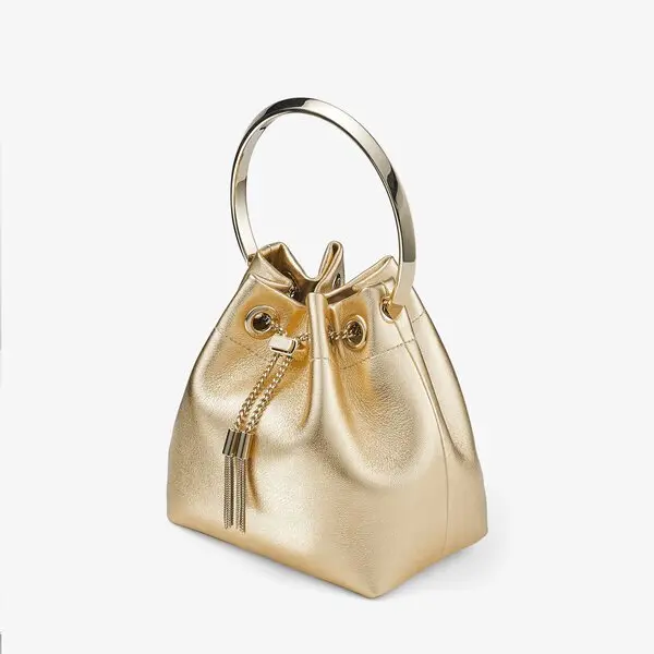 JIMMY CHOO Bon Bon Metallic Nappa Bucket Bag - Silver
