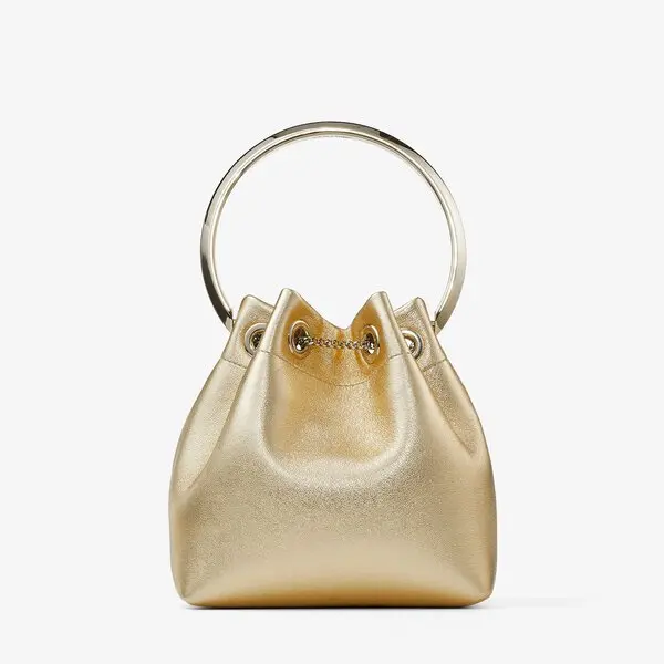 JIMMY CHOO Bon Bon Metallic Nappa Bucket Bag - Silver
