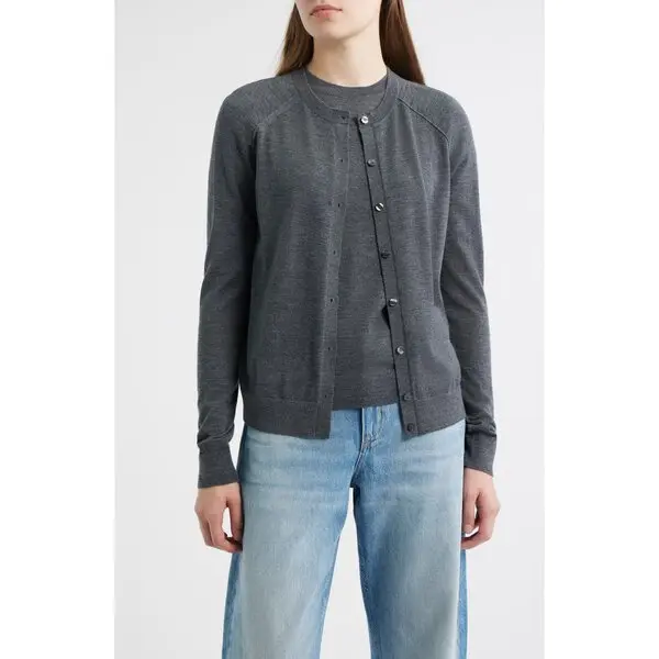 BOSS Fonami Virgin Wool Cardigan - Charcoal Melange