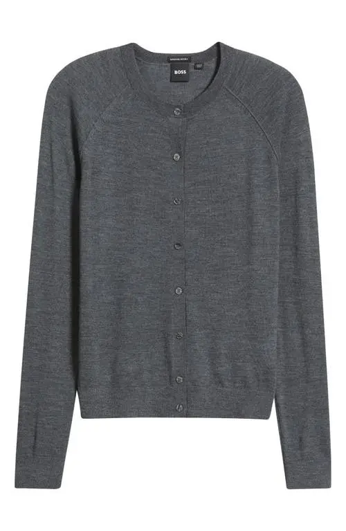 BOSS Fonami Virgin Wool Cardigan - Charcoal Melange