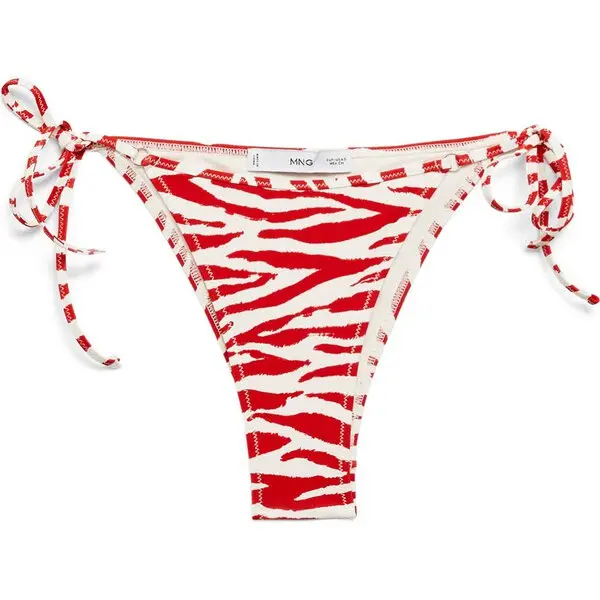 Mango Zebra Print Bikini Bottom - Red