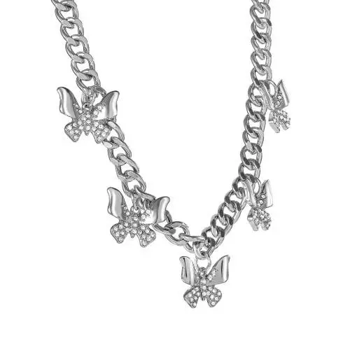 Jessica Simpson Butterfly Charm Necklace - Silver