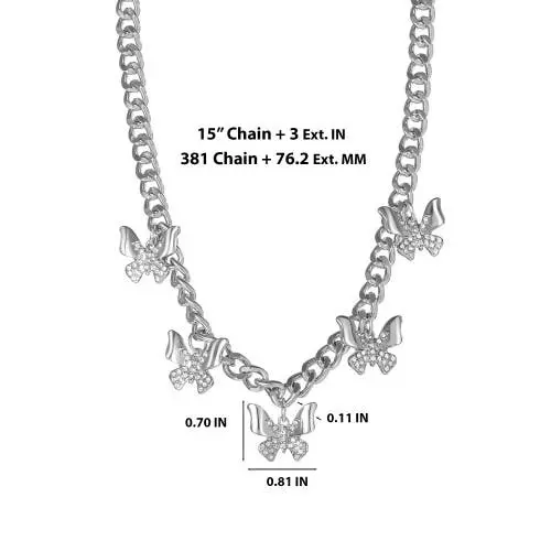 Jessica Simpson Tone Crystal Embellished Butterfly Charm Necklace