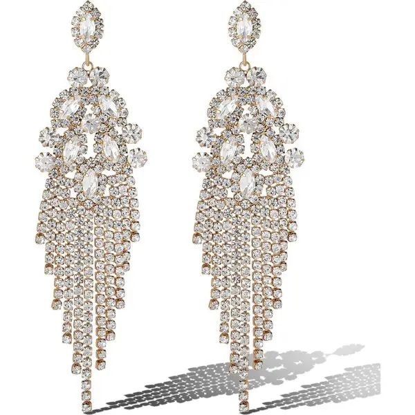 Jessica Simpson Crystal Fan Drop Earrings - Silver