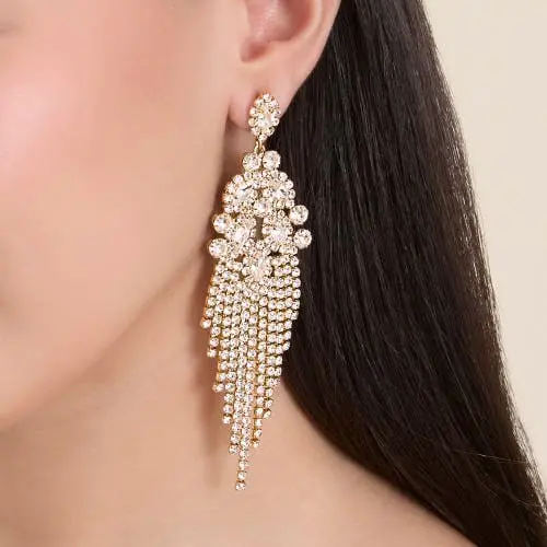 Jessica Simpson Crystal Fan Drop Earrings
