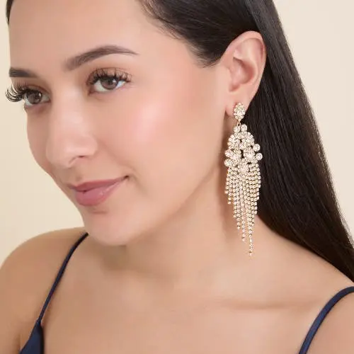 Jessica Simpson Crystal Fan Drop Earrings