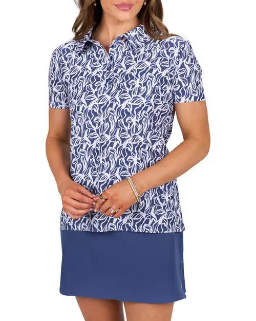 BLACK CLOVER Floral Printed Aurora Polo - Navy