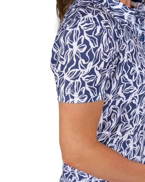BLACK CLOVER Floral Printed Aurora Polo - Navy