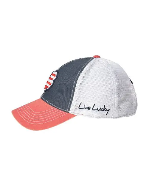 BLACK CLOVER Usa American Flag Clover Trucker Hat - Navy