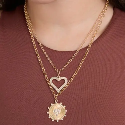 Jessica Simpson Layered Heart Charm Necklace