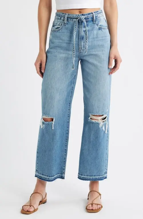 HIDDEN JEANS Belted Ripped Straight-leg Jeans