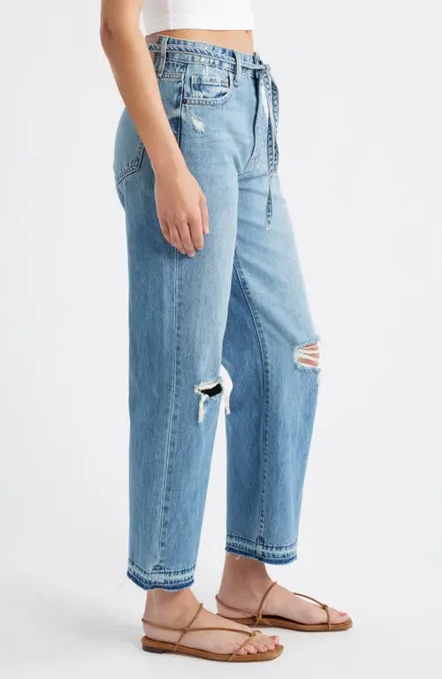 HIDDEN JEANS Belted Ripped Straight-leg Jeans