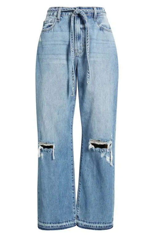 HIDDEN JEANS Belted Ripped Straight-leg Jeans