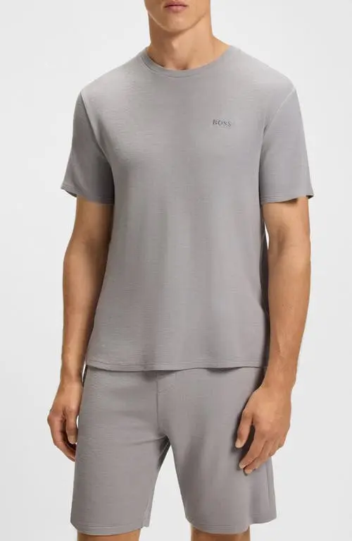 BOSS Ribbed Stretch Modal Pajama T-shirt - Light/pastel Grey