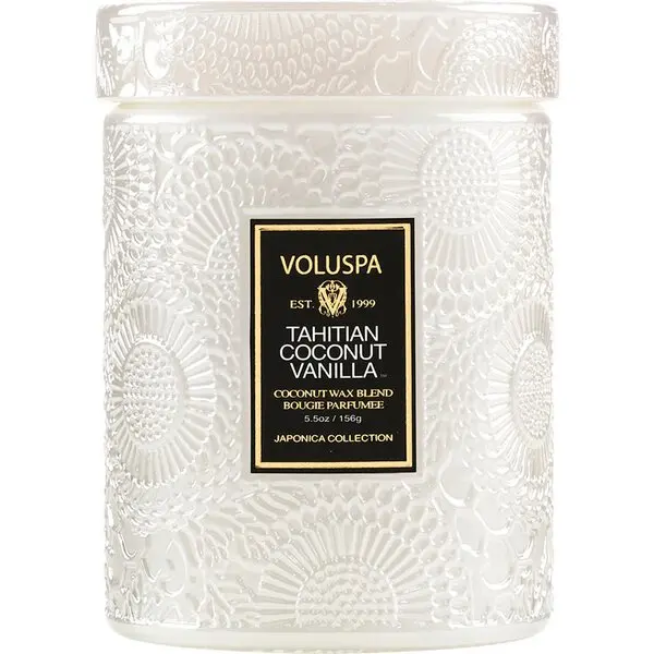 Voluspa Tahitian Coconut Vanilla Small Jar Candle - White