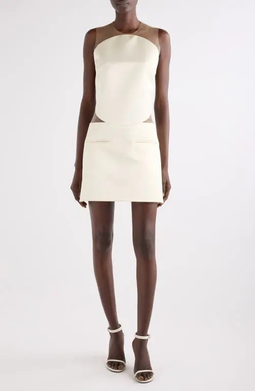 COURREGES Illusion Inset Circle Satin Minidress - Ivory