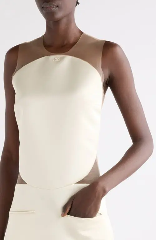 COURREGES Illusion Inset Circle Satin Minidress - Ivory