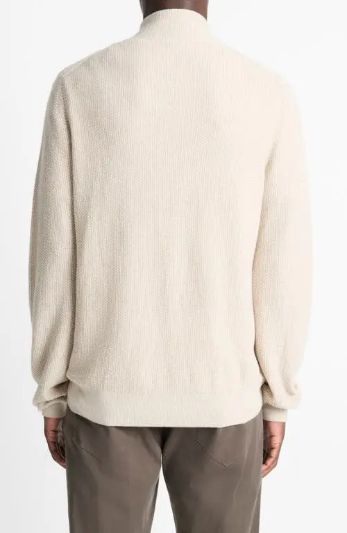 Vince Geometric Jacquard Wool & Cashmere Quarter Zip Pullover - British Khaki/classic