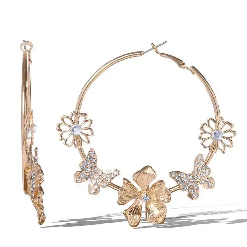 Jessica Simpson Floral Hoop Earrings