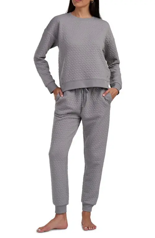 Splendid Heart Stitched Pullover & Jogger Pajamas - Alloy