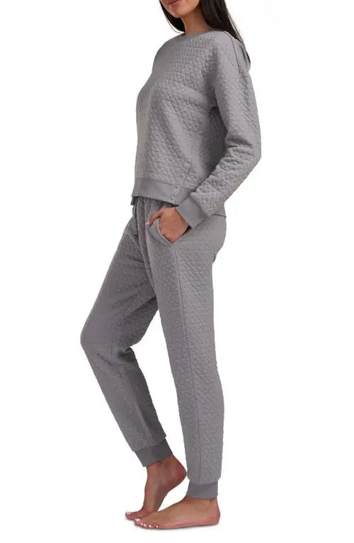Splendid Heart Stitched Pullover & Jogger Pajamas - Alloy