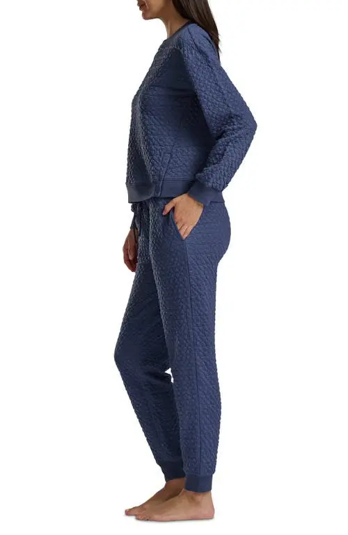 Splendid Heart Stitched Pullover & Jogger Pajamas - Navy Quilted Heart