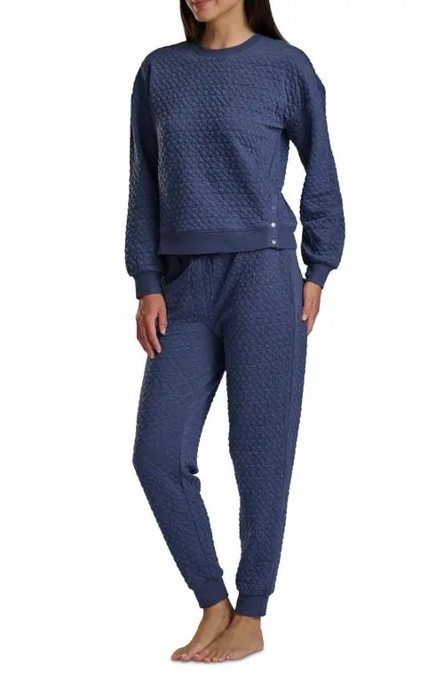 Splendid Heart Stitched Pullover & Jogger Pajamas - Navy Quilted Heart