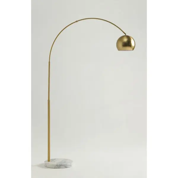BRIGHTECH Olivia 75" Adjustable Led Floor Lamp With Metal Bowl Shade And Marble Base - Polished Brass