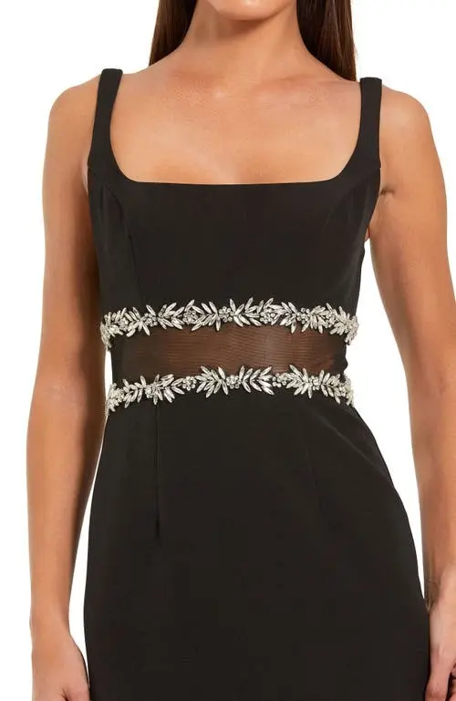 Mac Duggal Crepe Midi Dress With Jewel Detail And Ruffle Hem