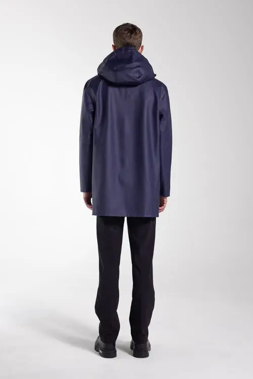 Stutterheim Stockholm Long Sleeve Hooded Raincoat - Navy