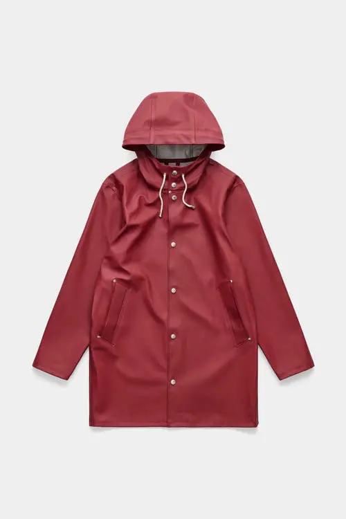 Stutterheim Stockholm Long Sleeve Hooded Raincoat - Burgundy