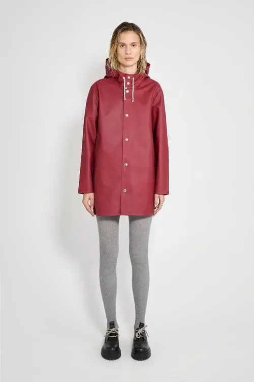 Stutterheim Stockholm Long Sleeve Hooded Raincoat - Burgundy