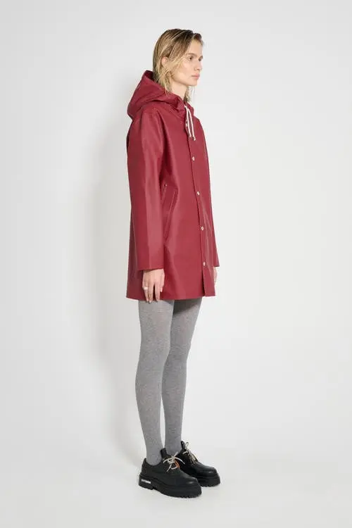 Stutterheim Stockholm Long Sleeve Hooded Raincoat - Burgundy